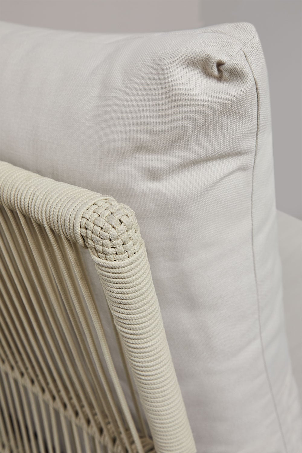 Central module for modular garden sofa in acacia wood and braided rope ...