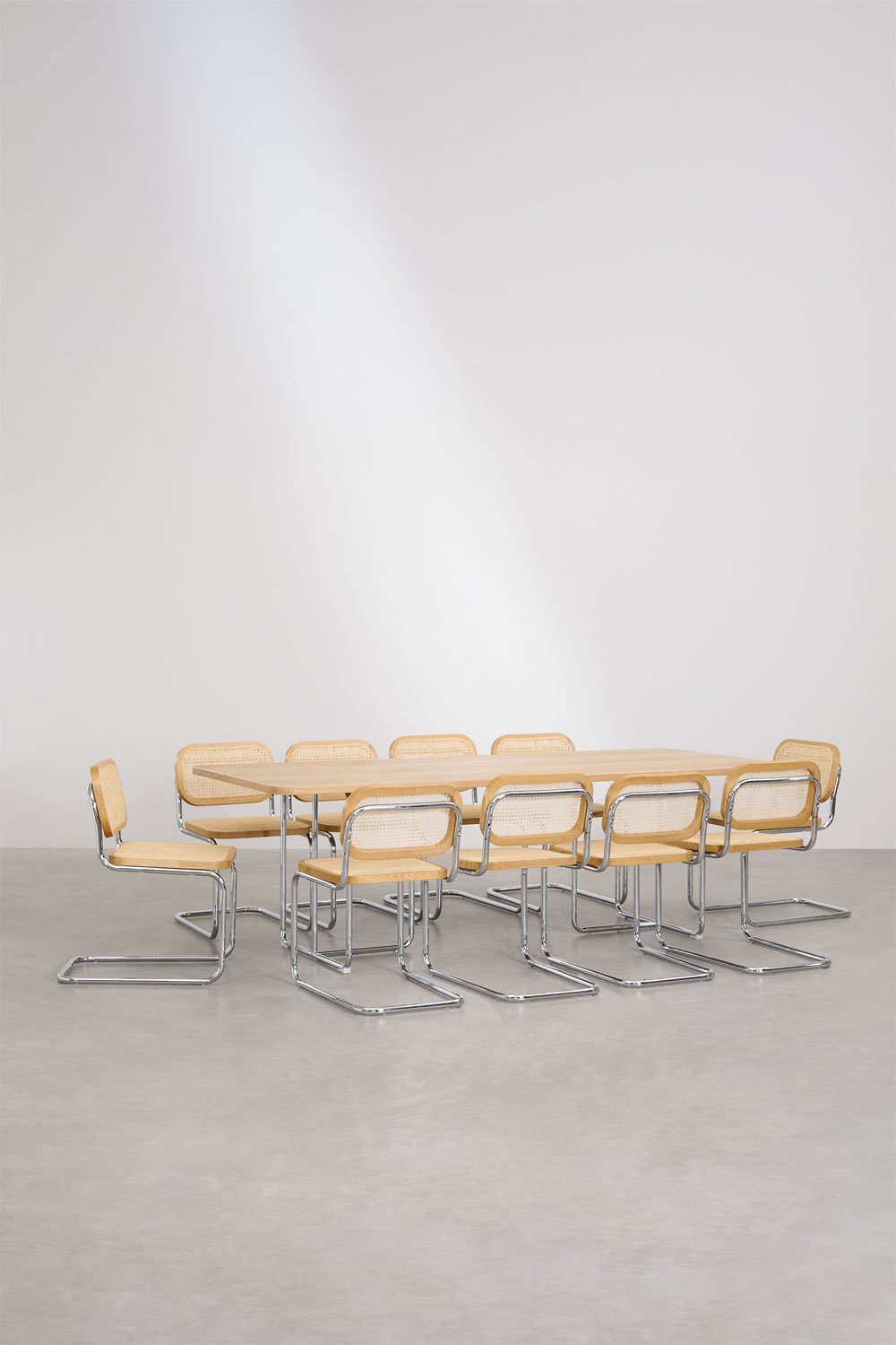 Rectangular table set 240x100 cm in MDF and stainless steel and 10 ...