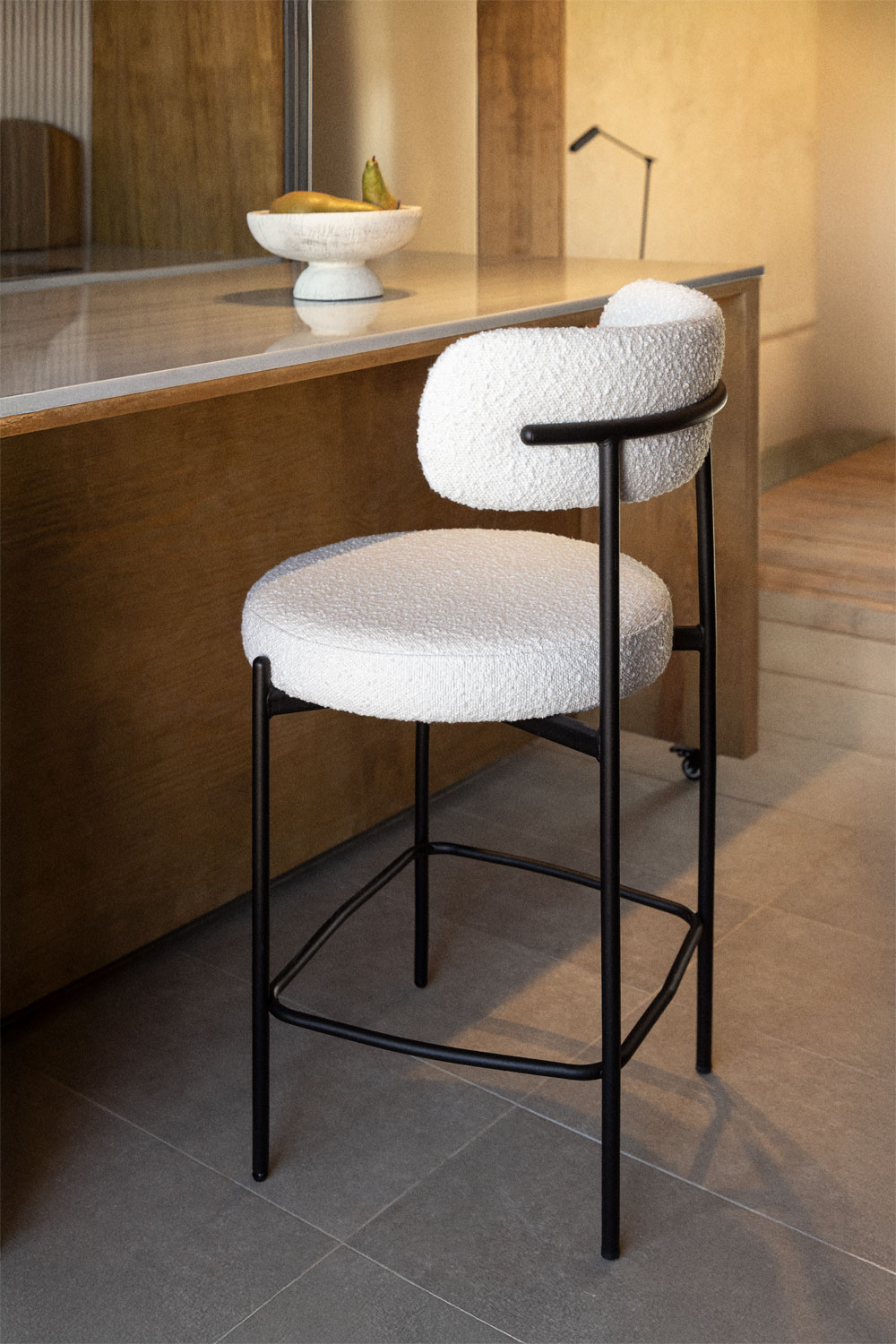 Pack of 4 Anisa upholstered high stools 65 cm with backrest - SKLUM