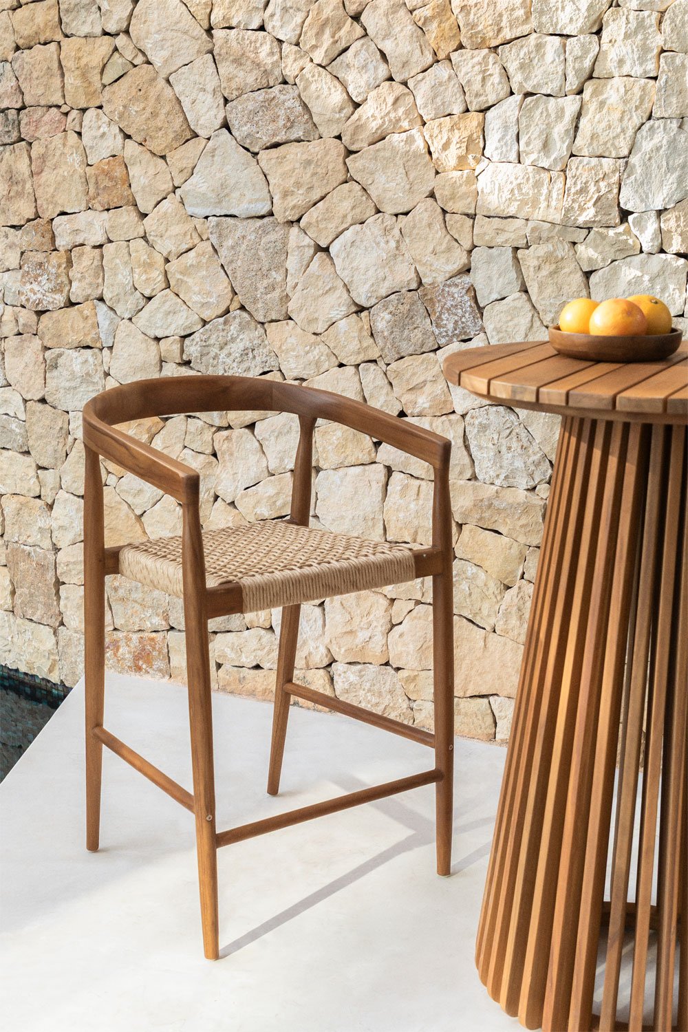 Pack of 4 high garden stools in teak wood (65 cm) Visby - SKLUM