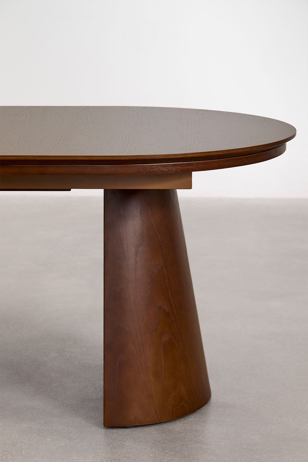 Oval dining table 180-240x105 cm extendable in MDF and Montana oak veneer - SKLUM