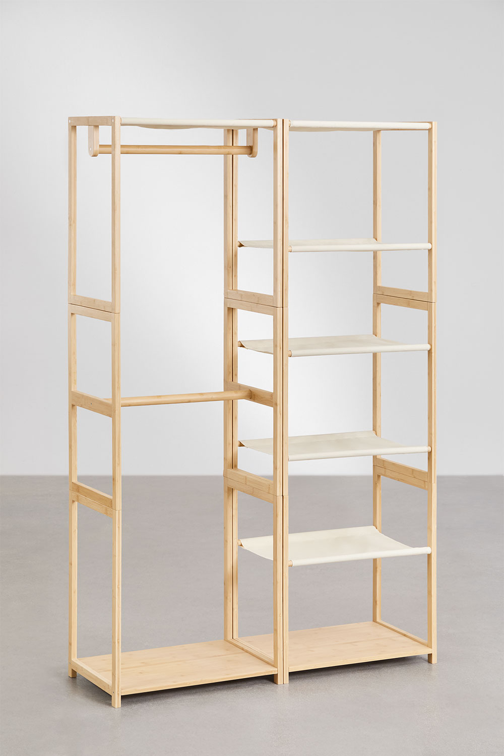 Deneb Bamboo 2-Piece Open Modular Wardrobe with Shelving and Clothes ...