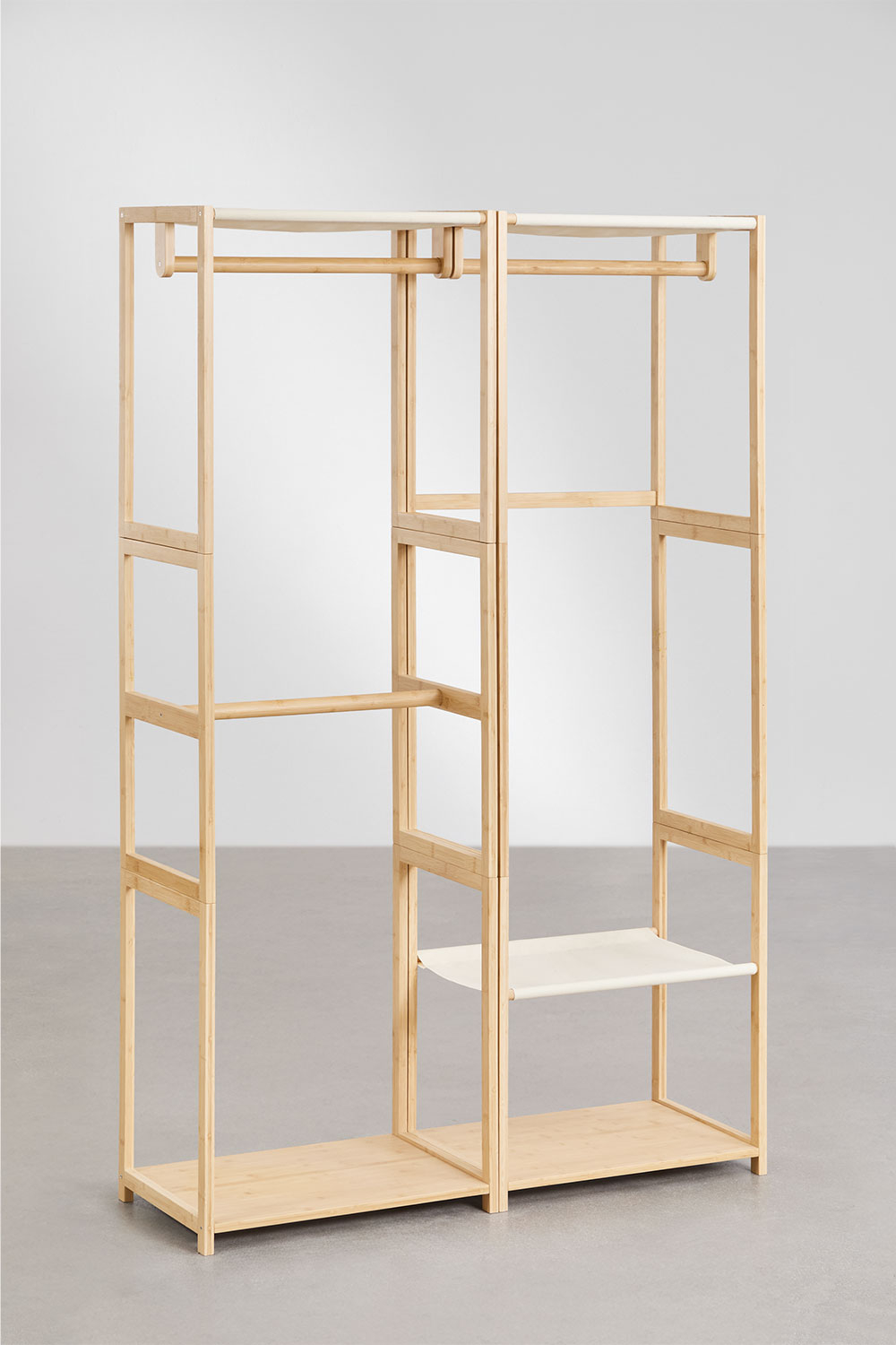 Deneb 2-piece open modular wardrobe with bamboo clothes rack - SKLUM