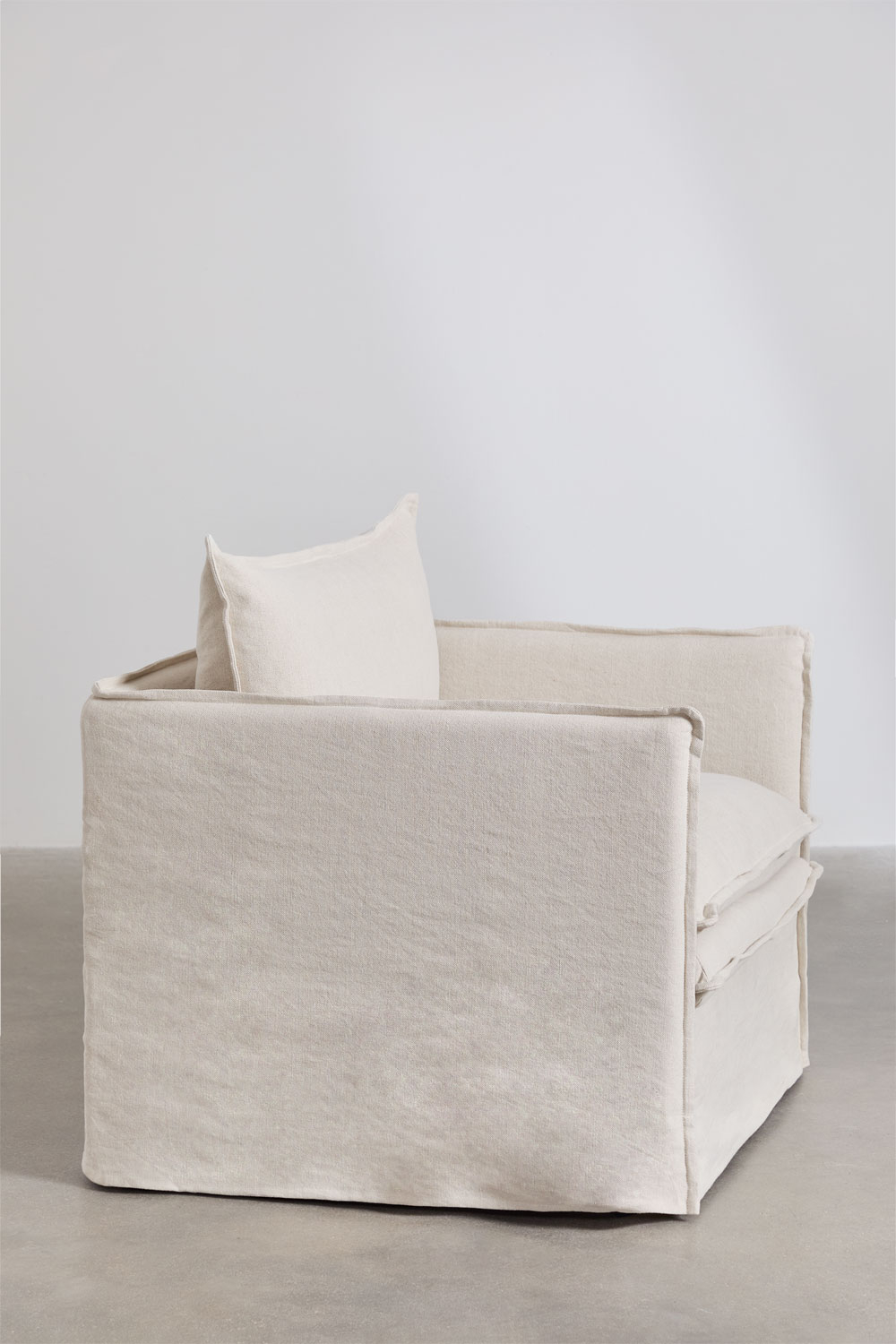 Grace linen and cotton lounge set with armchair and pouf - SKLUM