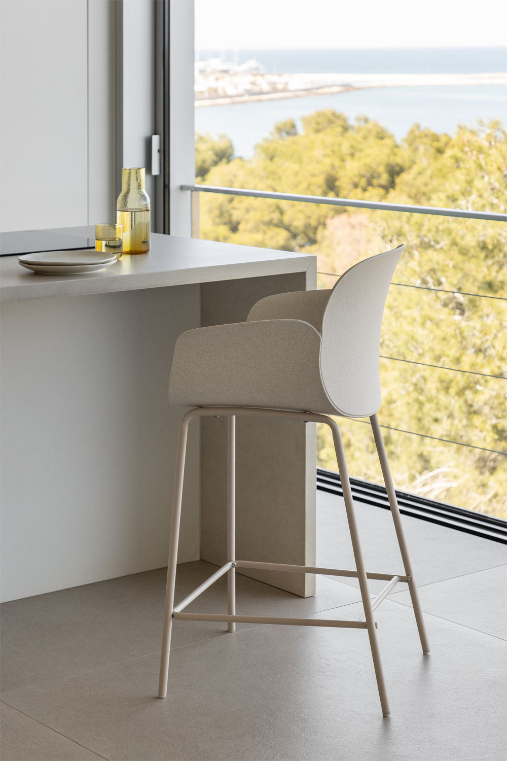 Pack of 4 high stools in polypropylene and steel Lynette - SKLUM