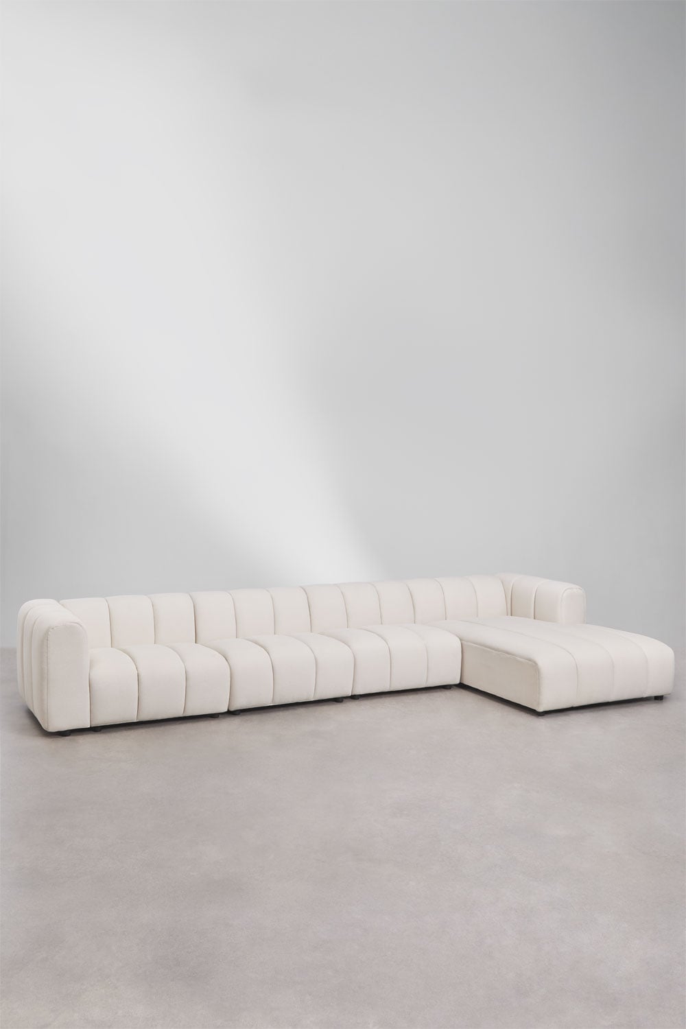 4-piece modular right-sided chaise longue sofa in Eliot bouclé fabric ...