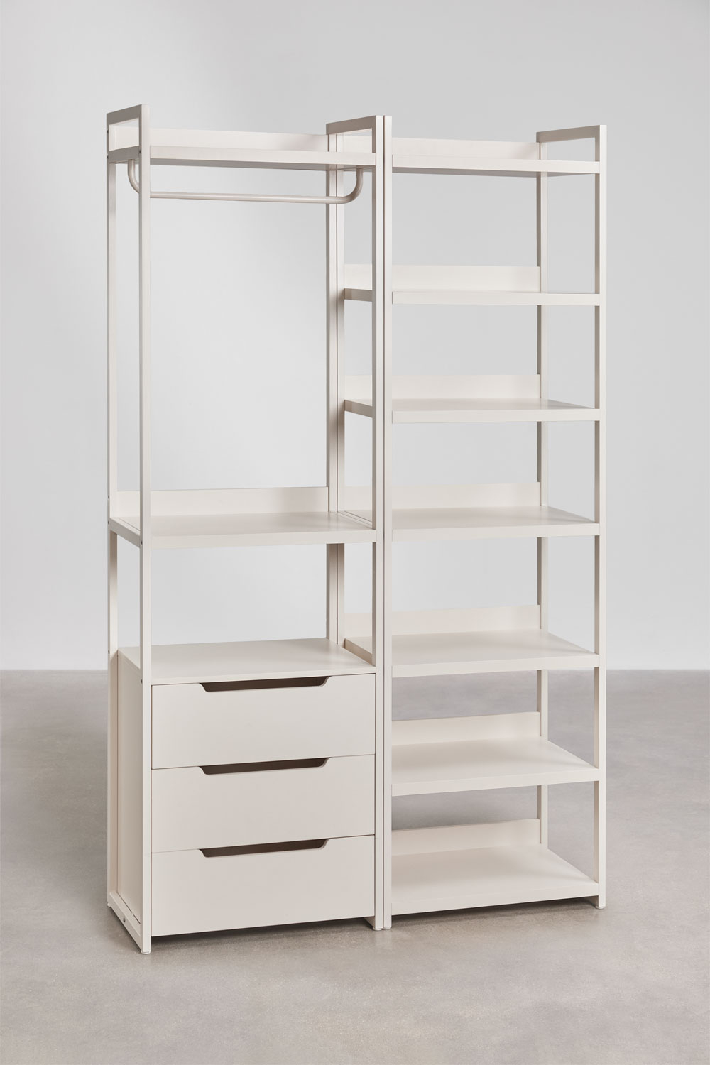 Velunis 2-piece open modular wardrobe with drawers and iron shelf - SKLUM
