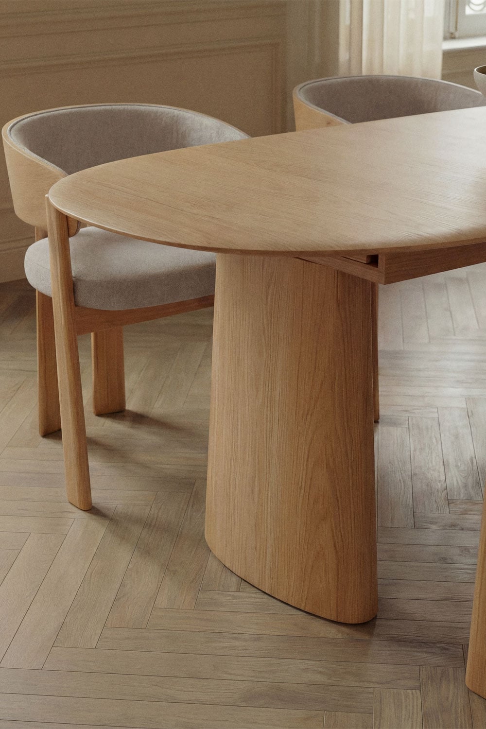Oval extendable dining table in MDF and ash veneer Nuveta - SKLUM
