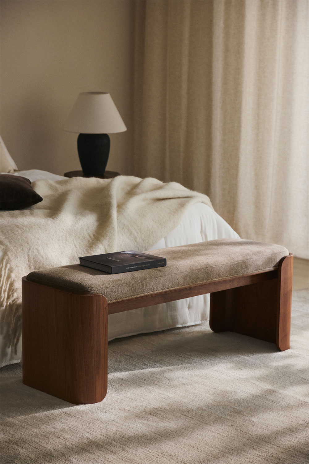 Lofren rubberwood and veneer bench - SKLUM