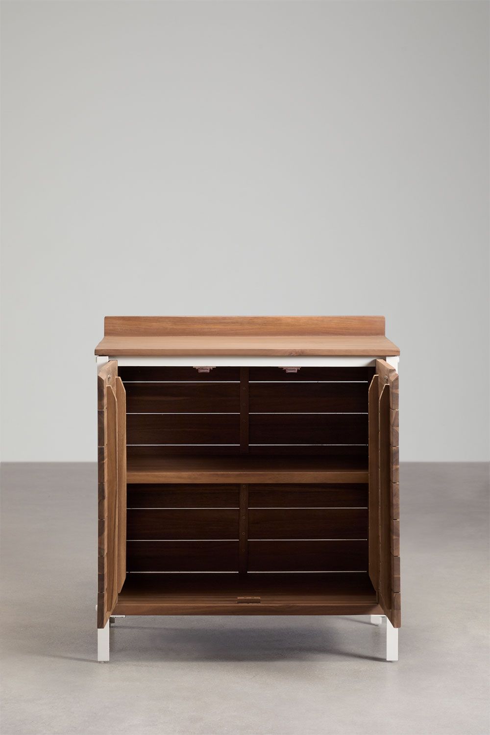 Outdoor modular kitchen storage module in acacia wood and aluminum ...