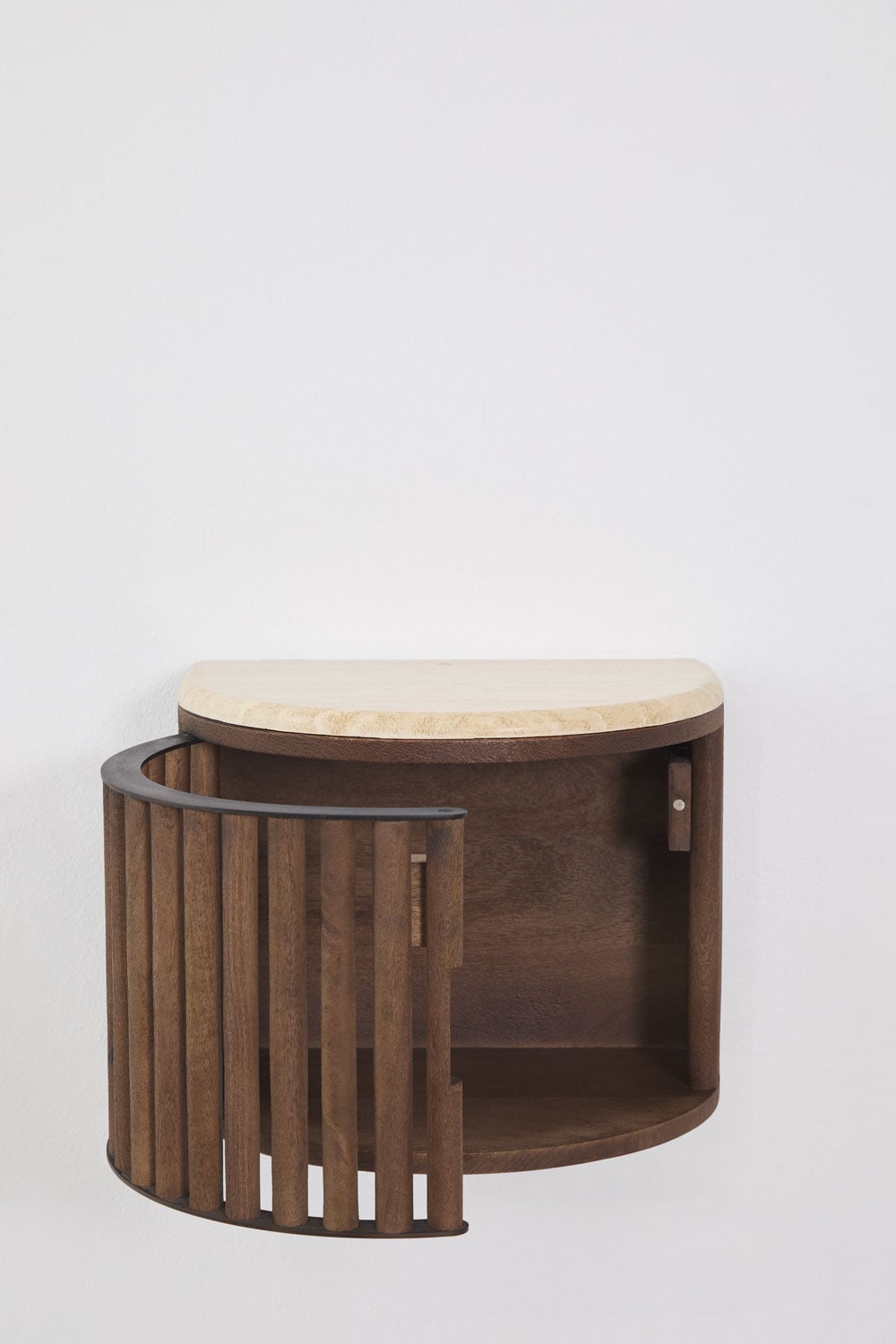 Pack of 2 floating nightstands 40x30 cm in mango wood and natural stone ...