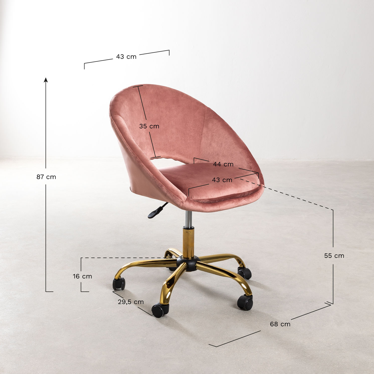 Sedia da scrivania in velluto Vilett - SKLUM