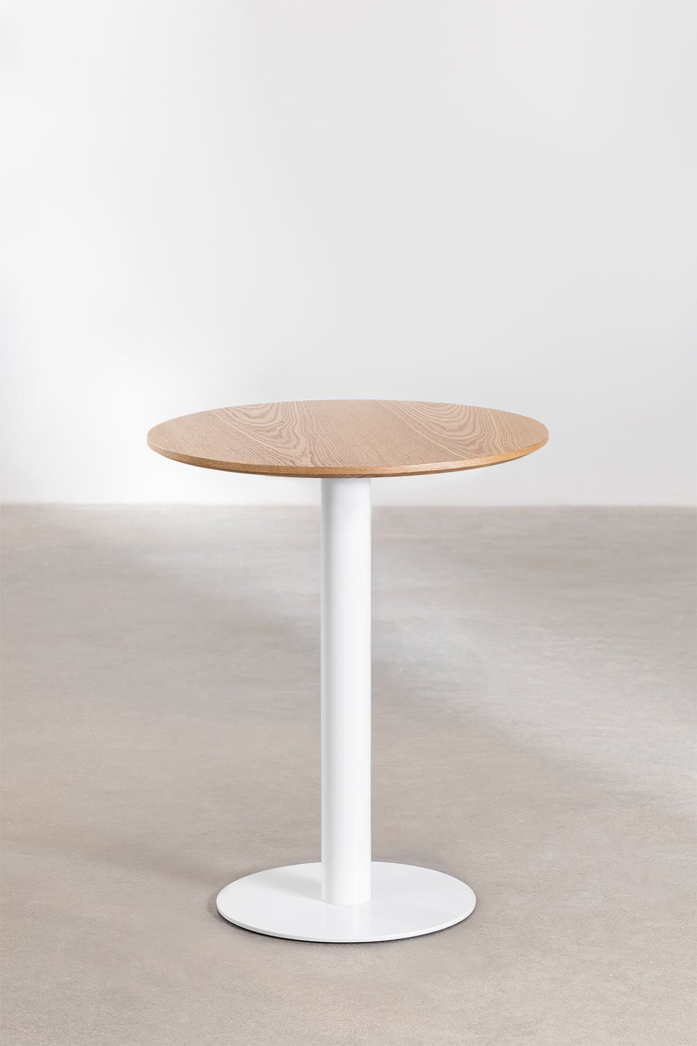 Tavolo da bar rotondo alto impiallacciato frassino Frappe - SKLUM