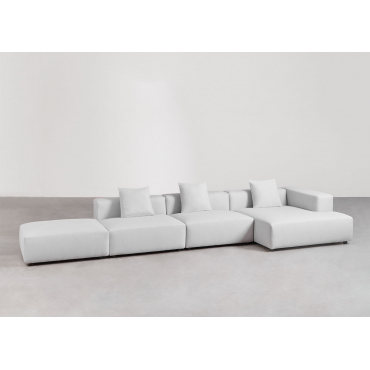 Divano componibile chaise longue angolare destro 3 pezzi con puff (↔ ...