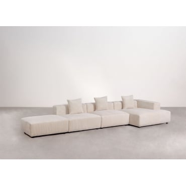 Divano componibile chaise longue angolare destro 3 pezzi con puff (↔ ...