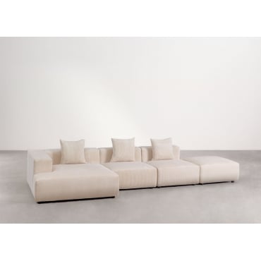 Divano modulare con chaise longue angolare sinistra a 3 pezzi con pouf ...