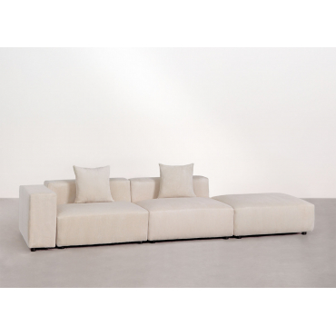 Divano modulare angolare sinistro a 2 pezzi con bracciolo basso e pouf ...