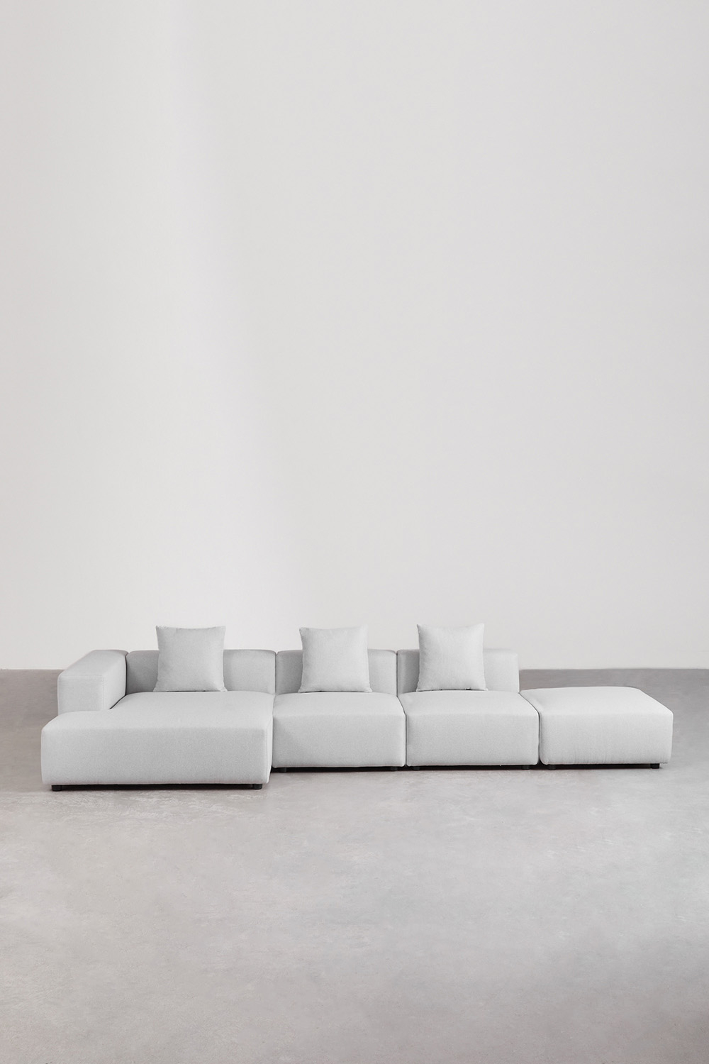 Divano componibile chaise longue angolare sinistro in 3 pezzi con puff ...