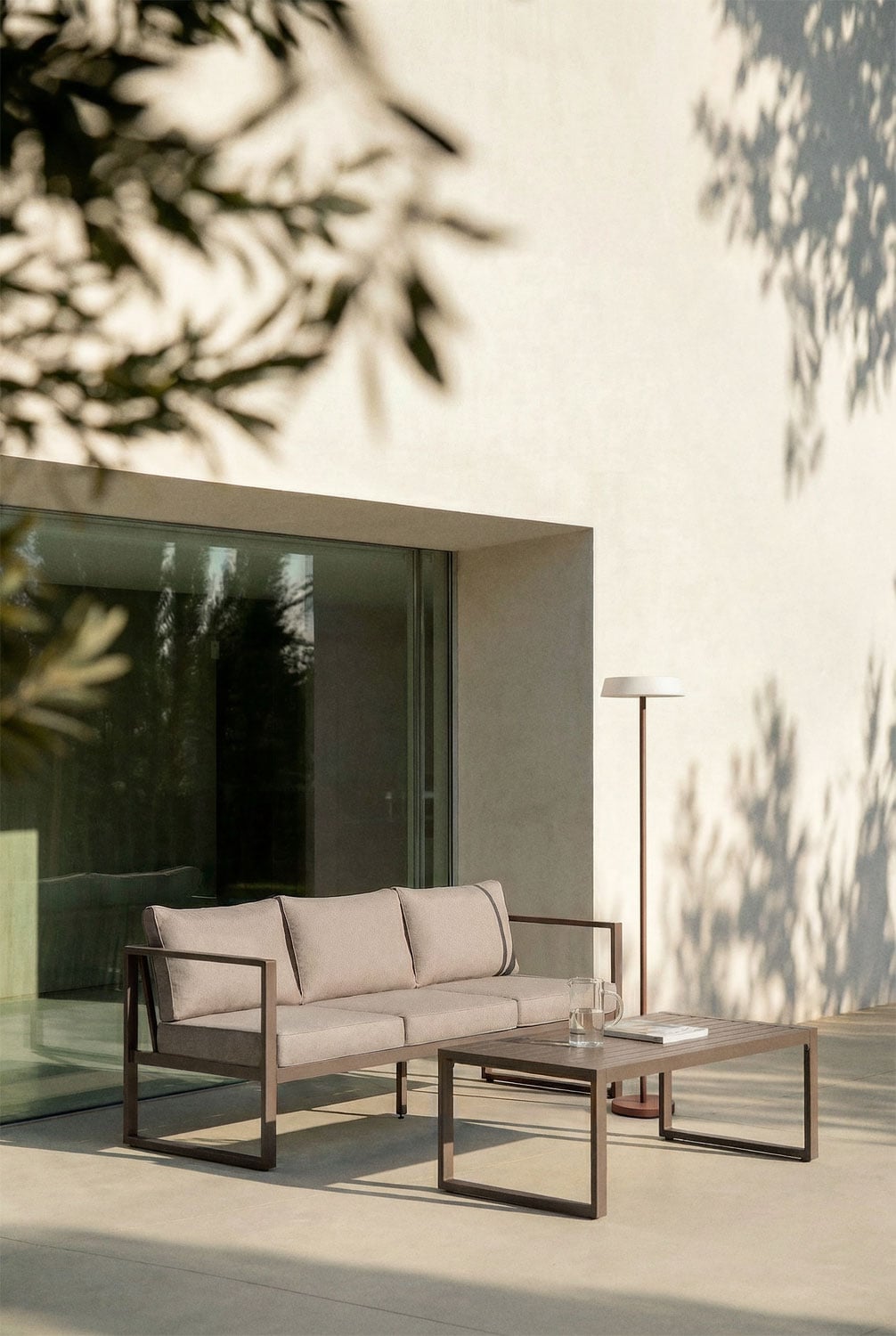 Set da giardino con divano 3 posti e tavolino in alluminio 110x55cm ...