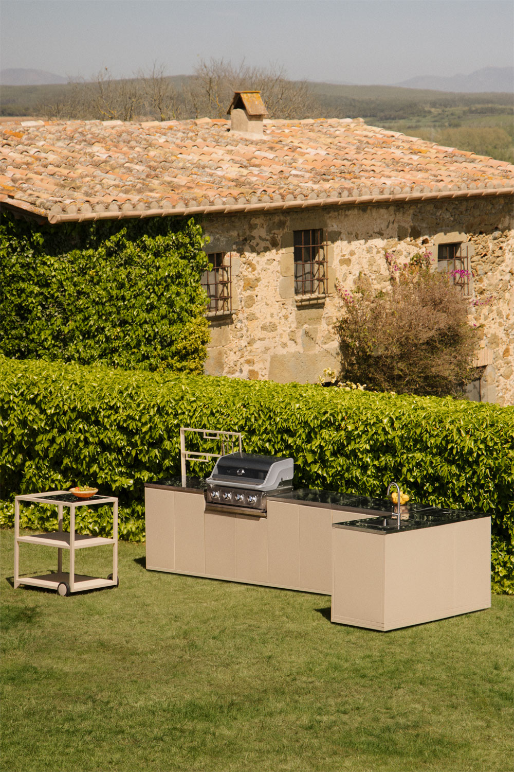 Cucina modulare angolare da esterno composta da 8 pezzi con lavello e ...