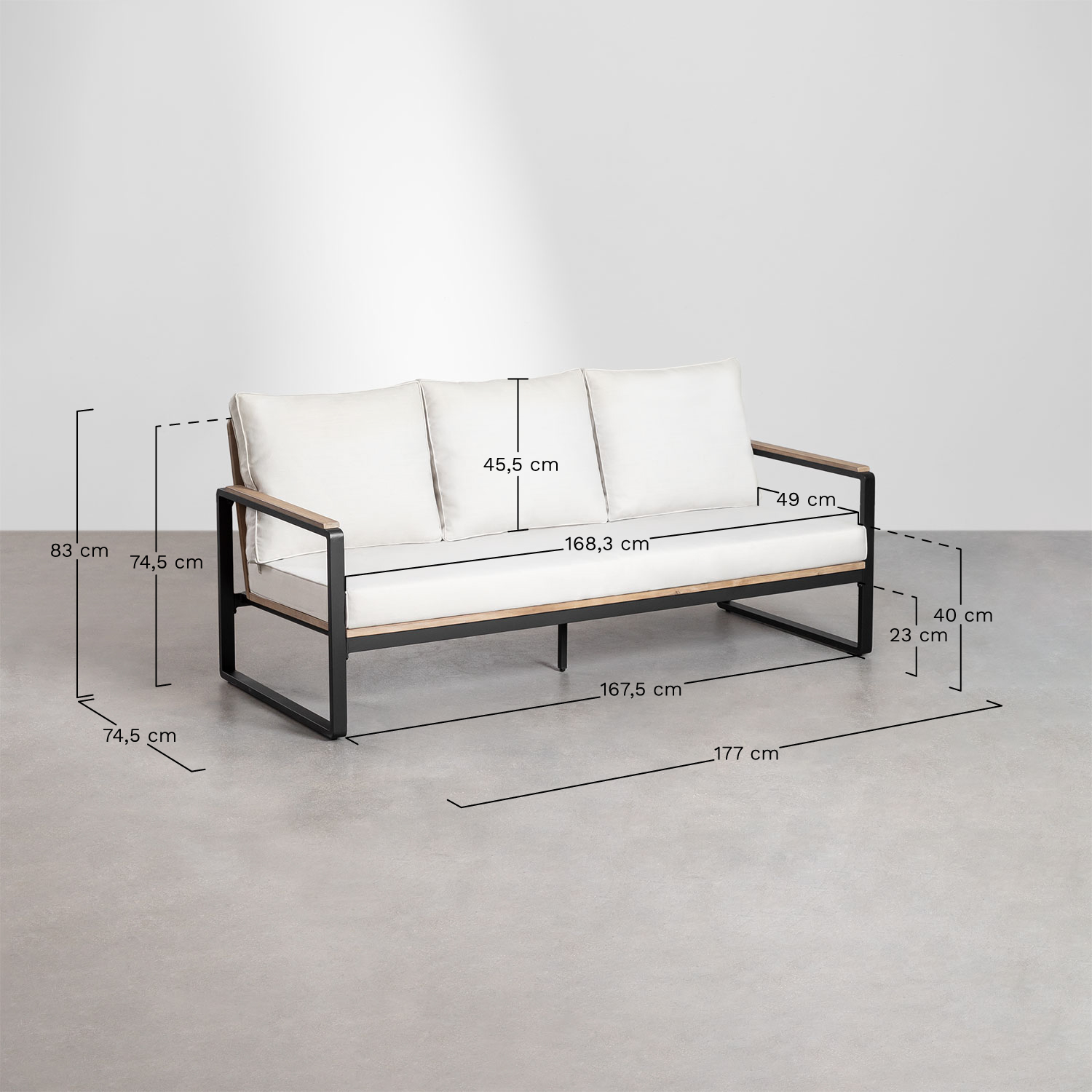 3-zits tuinbank van aluminium en acaciahout Giselle - SKLUM