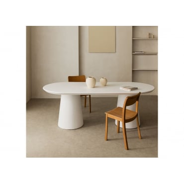 Ovale eettafel 220x95 cm in cement Noemi - SKLUM