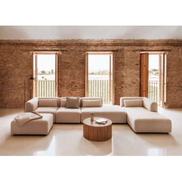 4-delige chaise longue modulaire bank rechts met daybed en Fogler poef ...