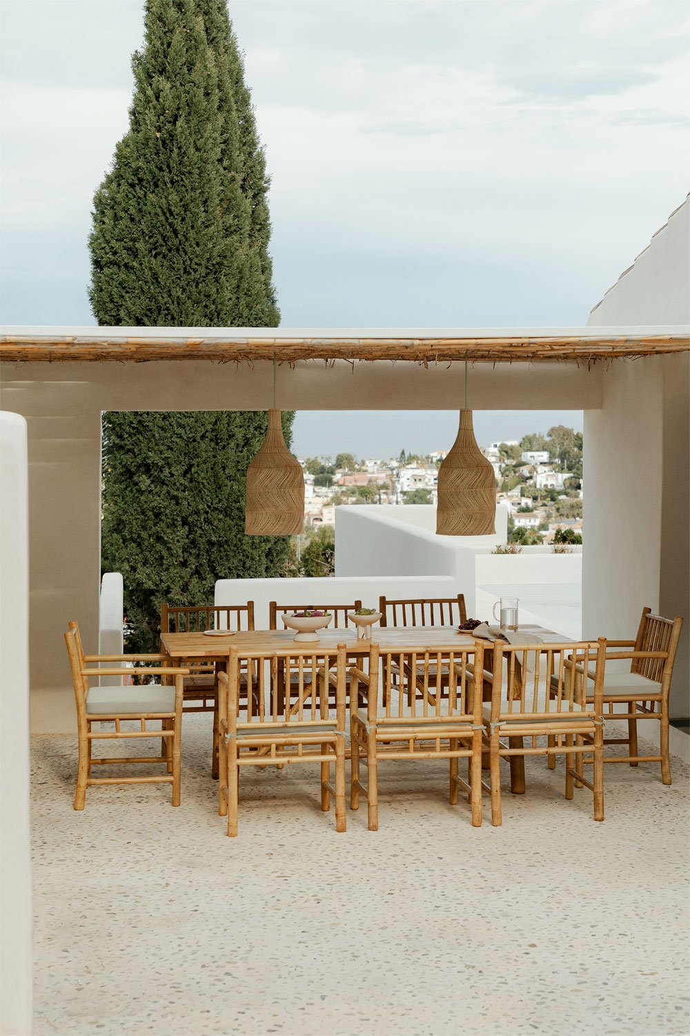 Set van rechthoekige tafel (200x80 cm) en 8 tuinstoelen met ...