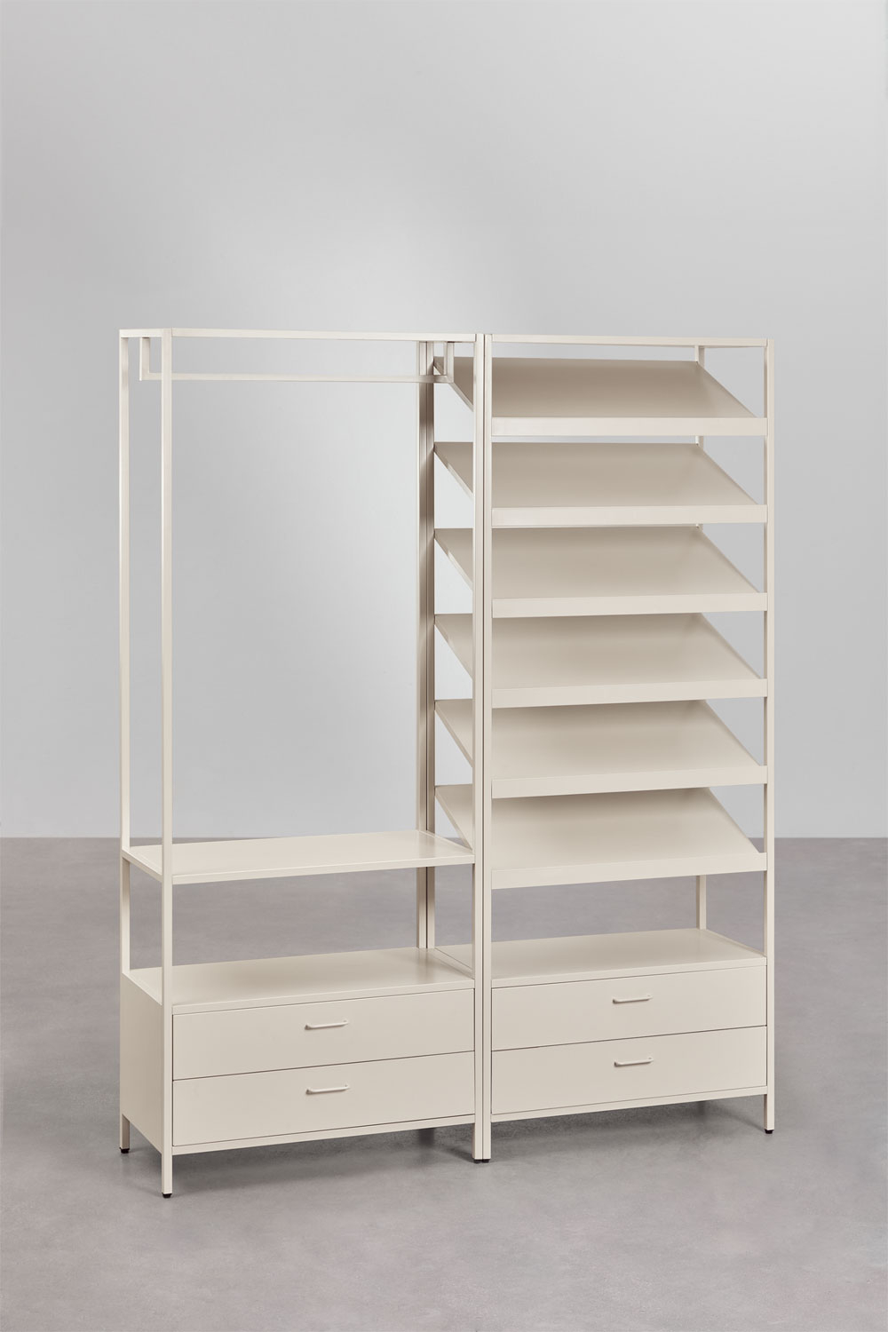 Janine 2-delige open modulaire kledingkast met lades en schoenenrek in ...
