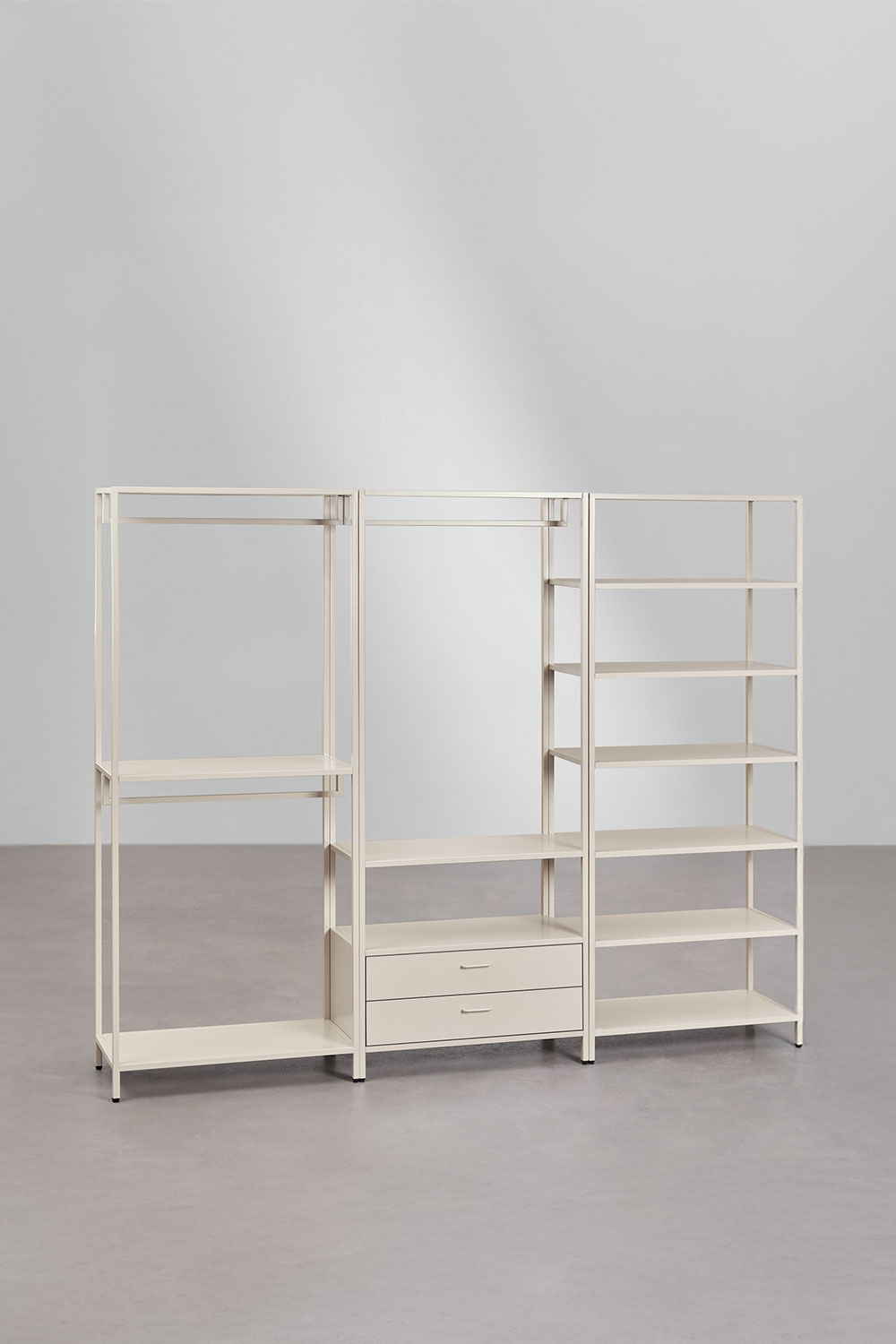 Janine 3-delige open modulaire kledingkast met stalen planken - SKLUM