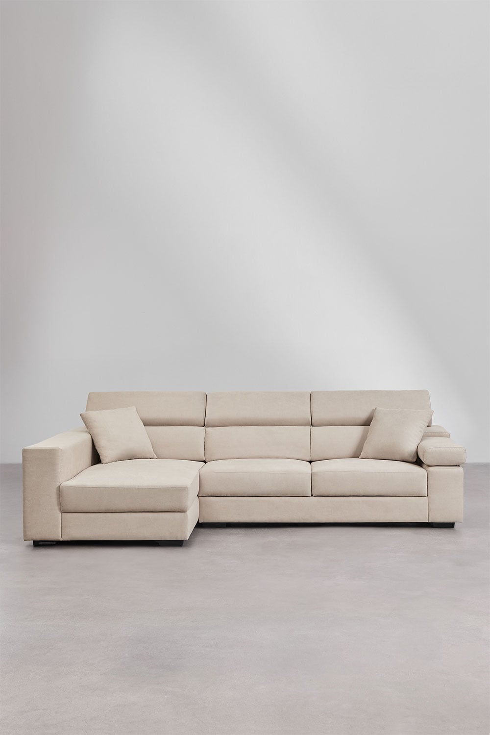 Linker 3-zits chaise longue bank met verstelbare hoofdsteun en ...