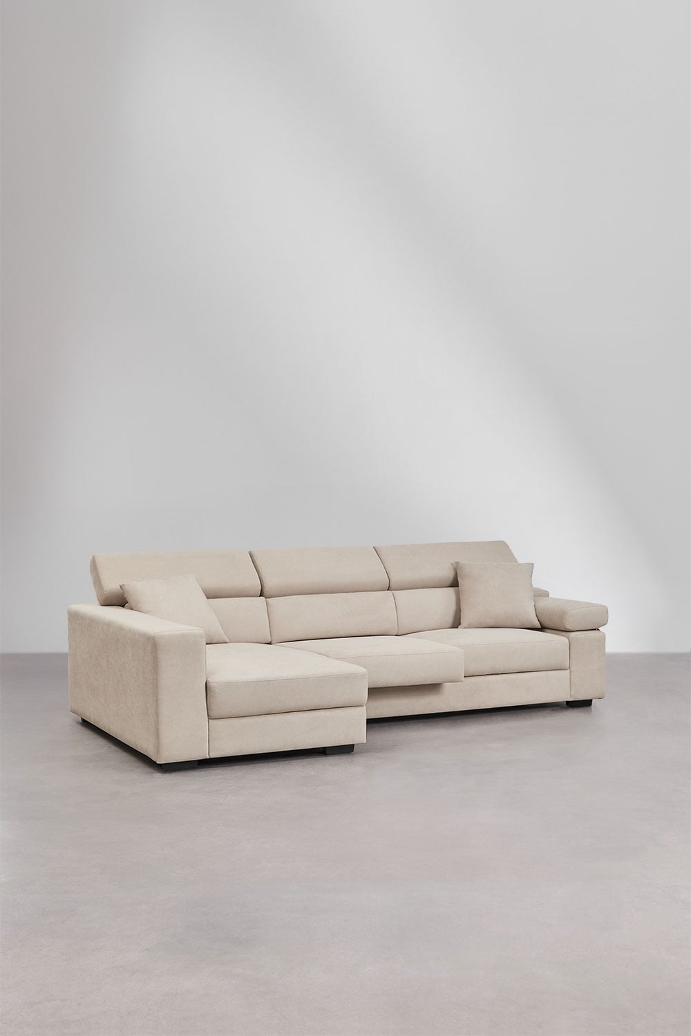 Linker 3-zits chaise longue bank met verstelbare hoofdsteun en ...