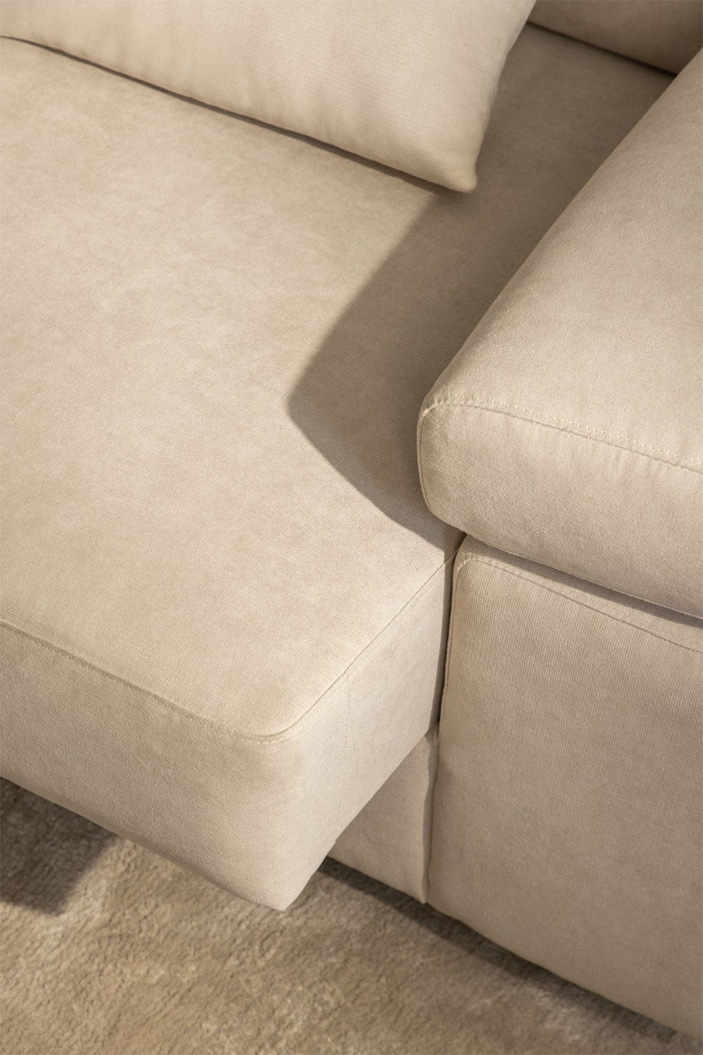 Linker 3-zits chaise longue bank met verstelbare hoofdsteun en ...