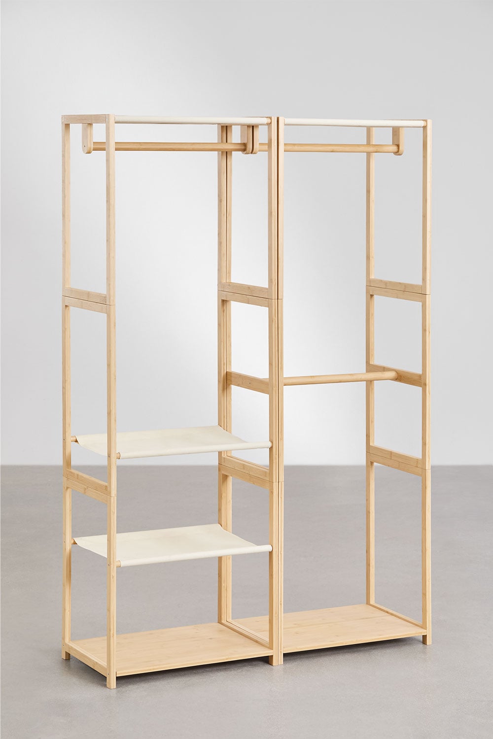 Deneb Bamboe 2-delige open modulaire kledingkast met planken en ...