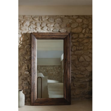 Prostokątne lustro ścienne z drewna z recyklingu Juvira - SKLUM