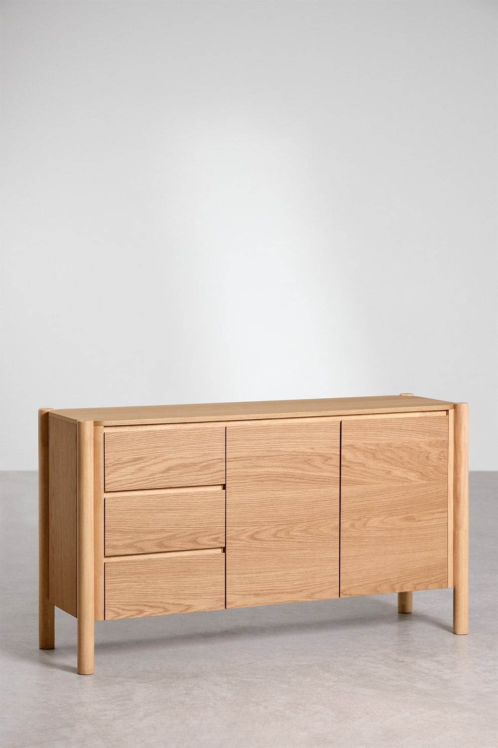Komoda prostokątna 145x45 cm z płyty MDF z fornirem dębowym Munden - SKLUM