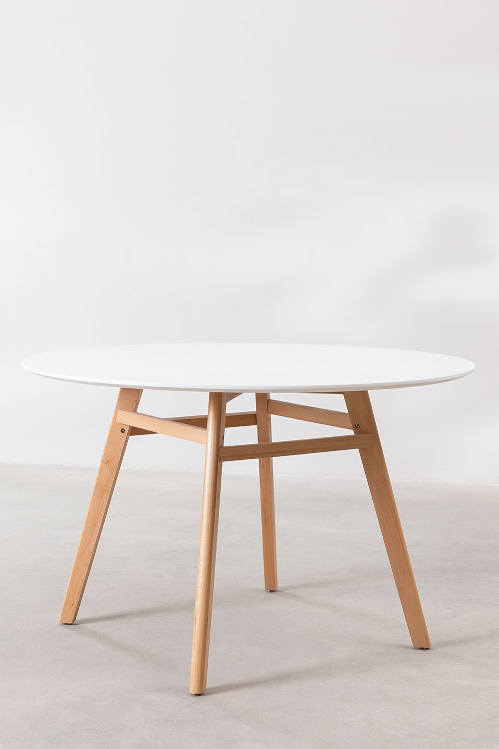 Mesa de jantar redonda em MDF e madeira de faia Scand Nordic - SKLUM