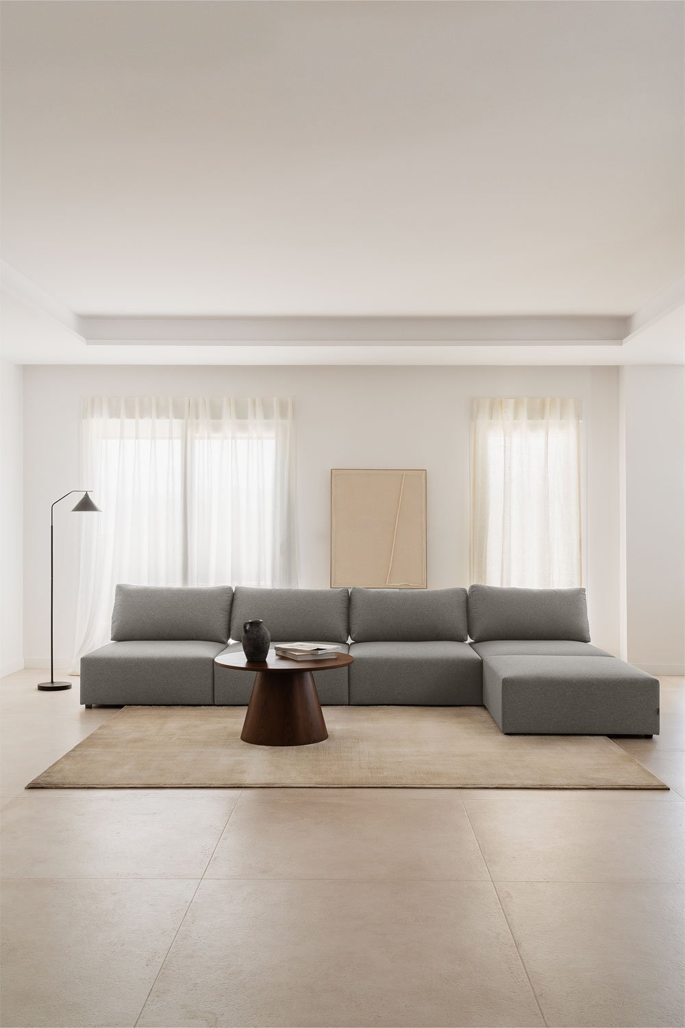 Sofa modular de 4 pecas com pufe Kata