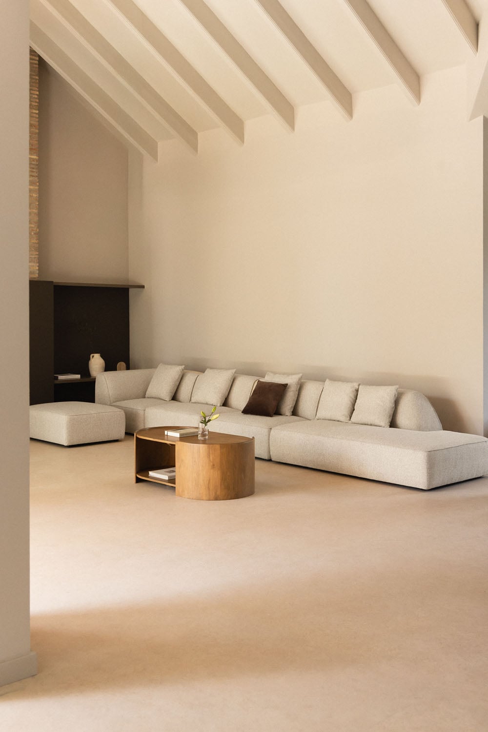 Sofá modular de canto em 4 peças com chaise longue direito e puff ...