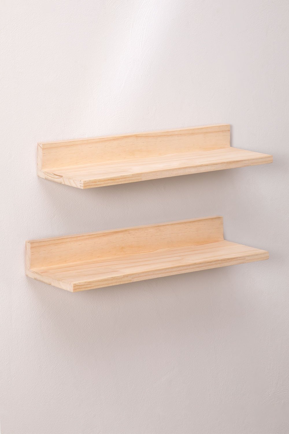 Set of 2 Pine Wood Wall Shelves Tydor SKLUM