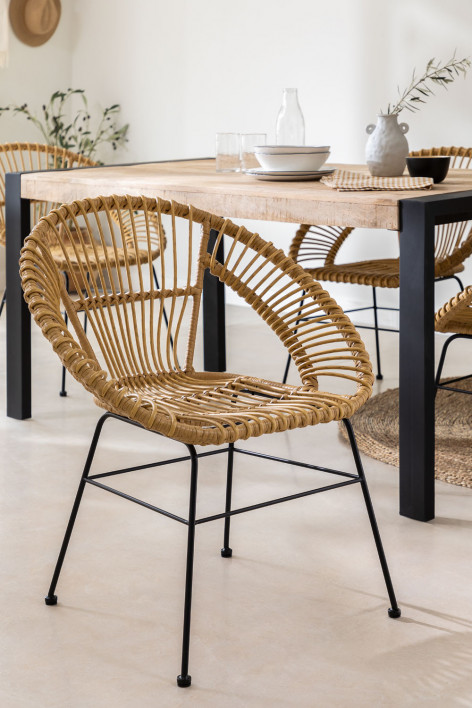 Synthetic Rattan Dining Chair Natural Gouda - SKLUM