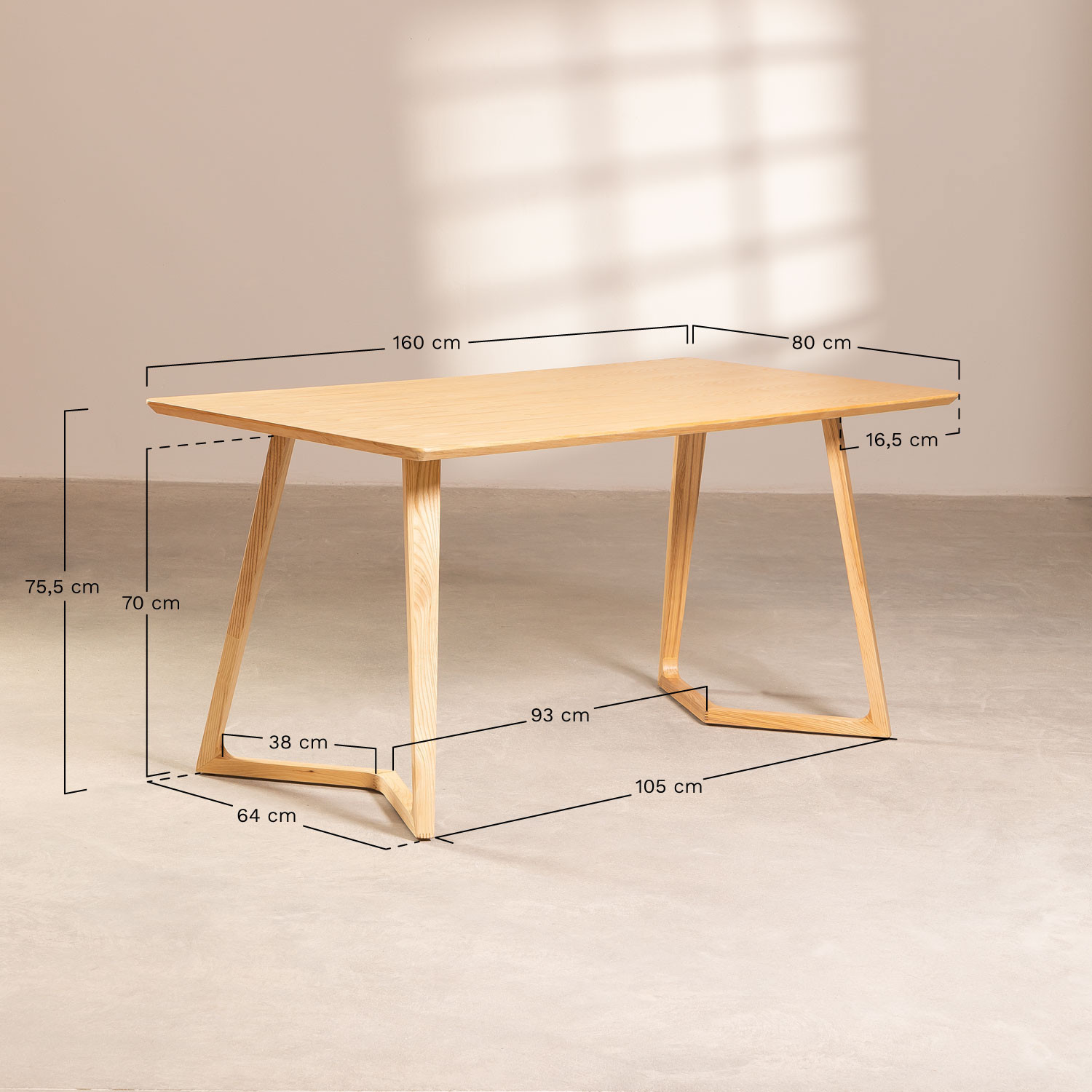 Rectangular Ash Wood Dining Table Keira (160x80 cm) - SKLUM