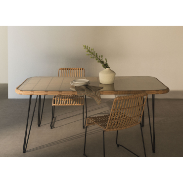 Rectangular dining table 180x90 cm in synthetic wicker Leribert - SKLUM