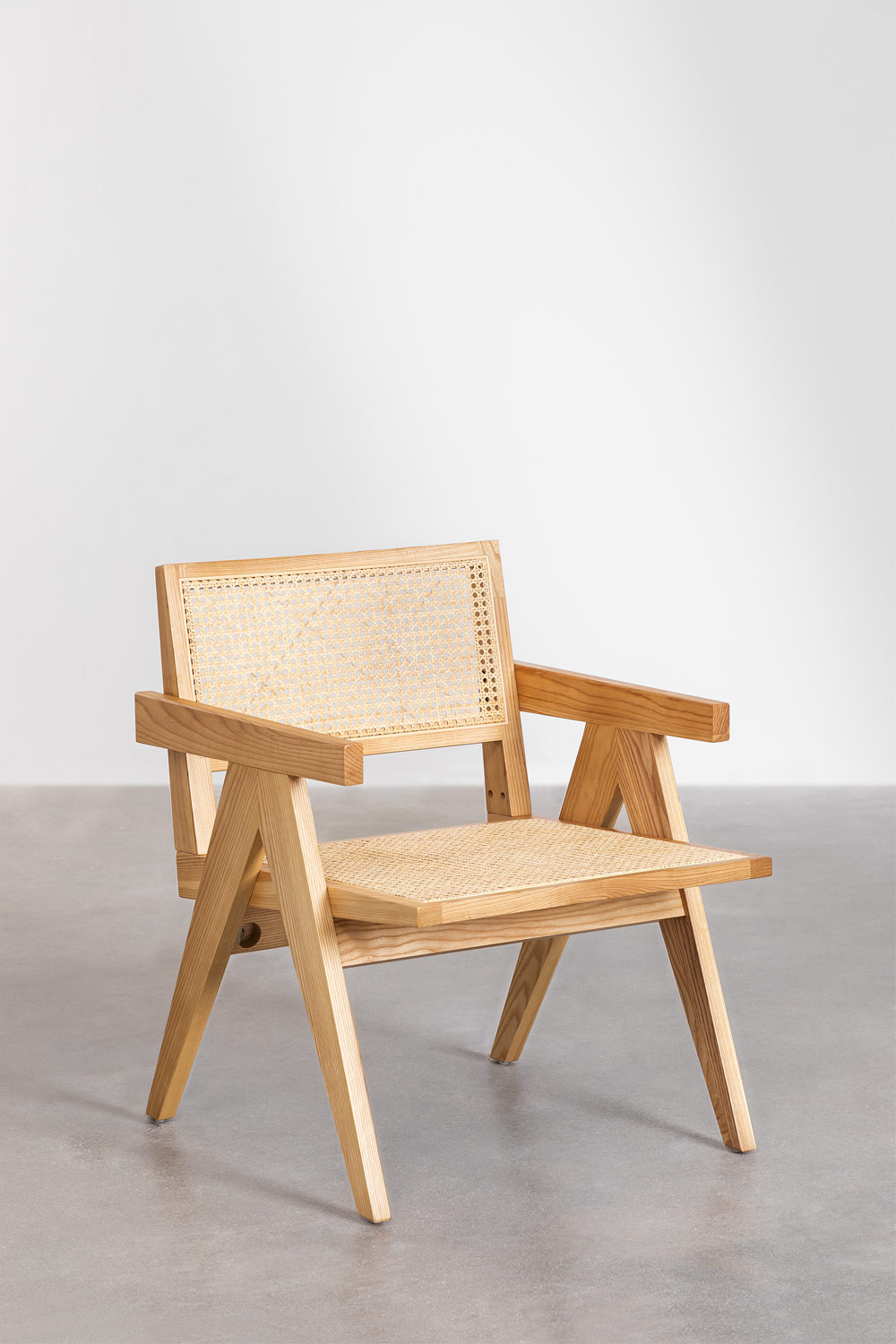 Ash Wood and Rattan Bench Lali - SKLUM