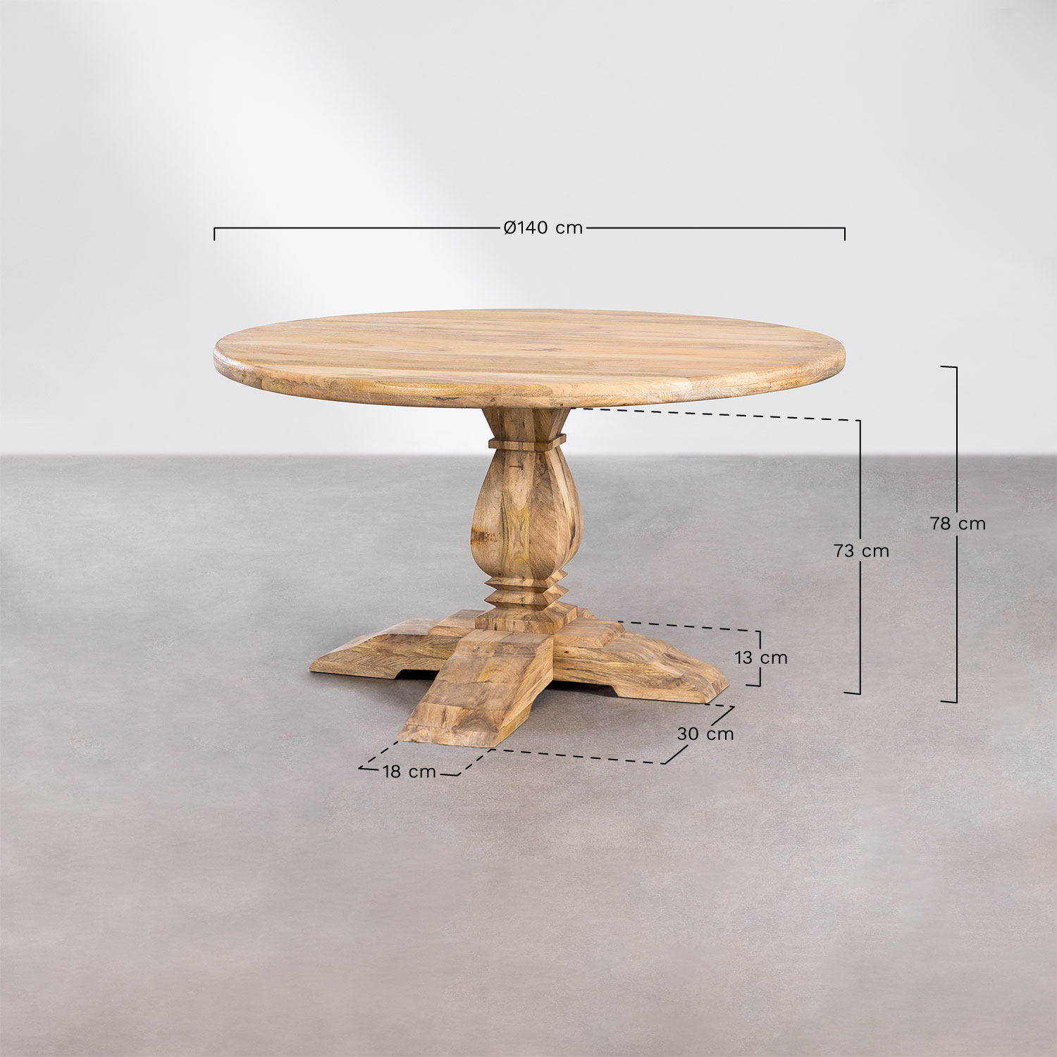 Round Mango Wood Dining Table Rusbby - SKLUM