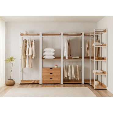 Open Corner Modular Wardrobe 5-Piece in Steel and Wood Ariaster - SKLUM