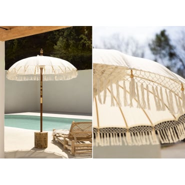 Cloth and Wood Parasol Orongo (Ø186 cm) - SKLUM