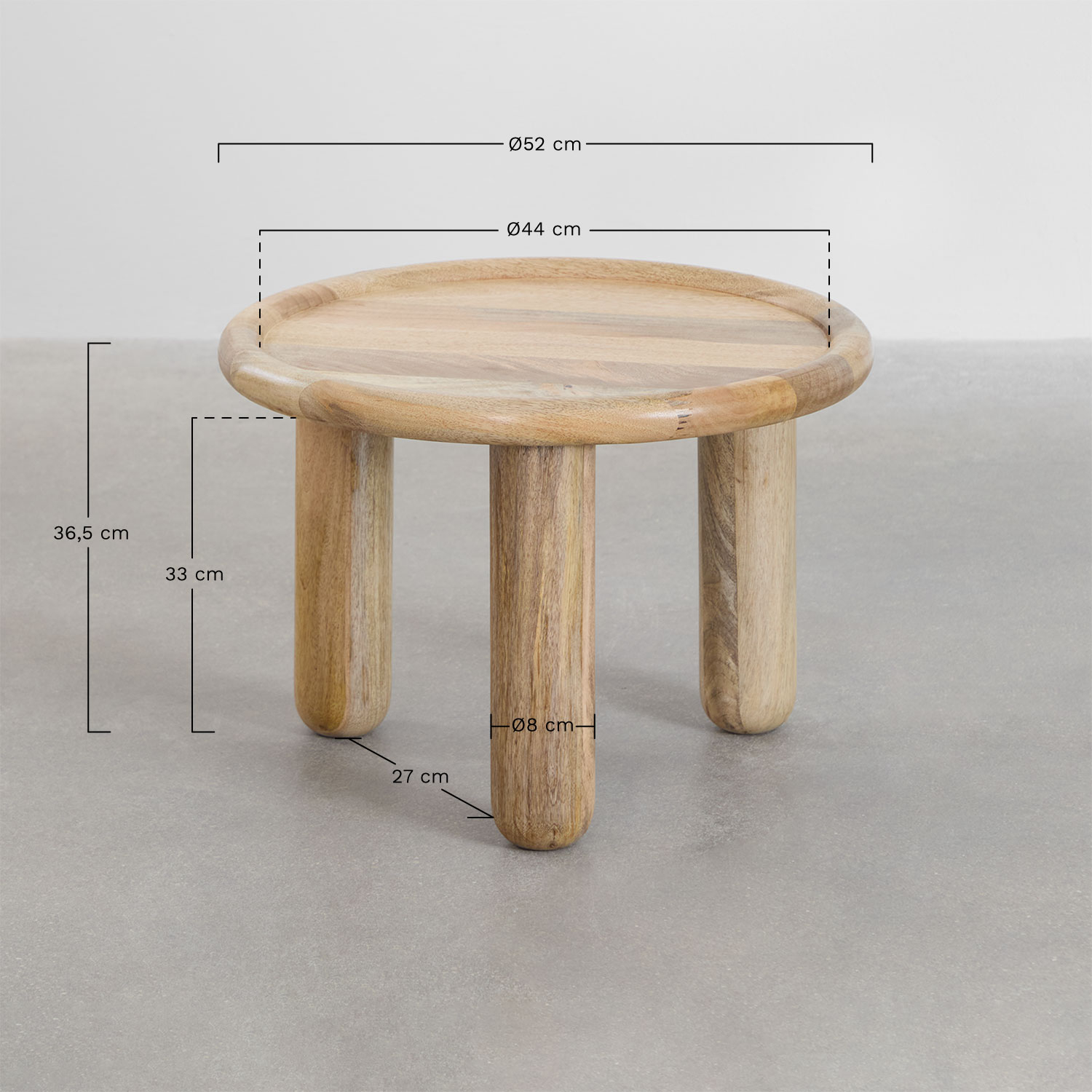 Round side table in Obiora mango wood - SKLUM