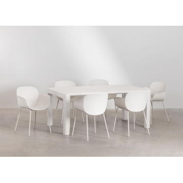 Arnadine Rectangular Table Set (180x100 cm) and 6 Lynette Dining Chairs ...