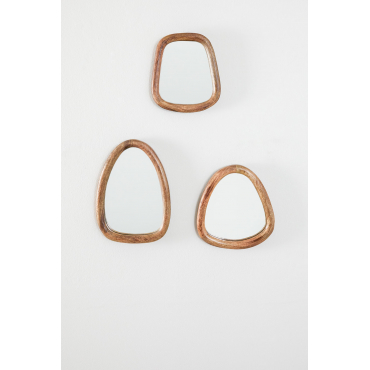 Set of 3 Mango Wood Wall Mirrors Gabael Design - SKLUM